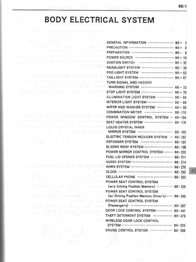 Body Electrical 1 | PDF