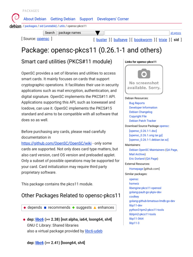 Debian - Details of Package Opensc-Pkcs11 in Sid | PDF | Software ...