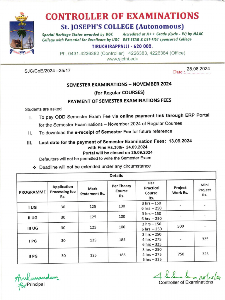 Semester Exam Fee Payment Guidelines | PDF | Payments | Services (Economics)
