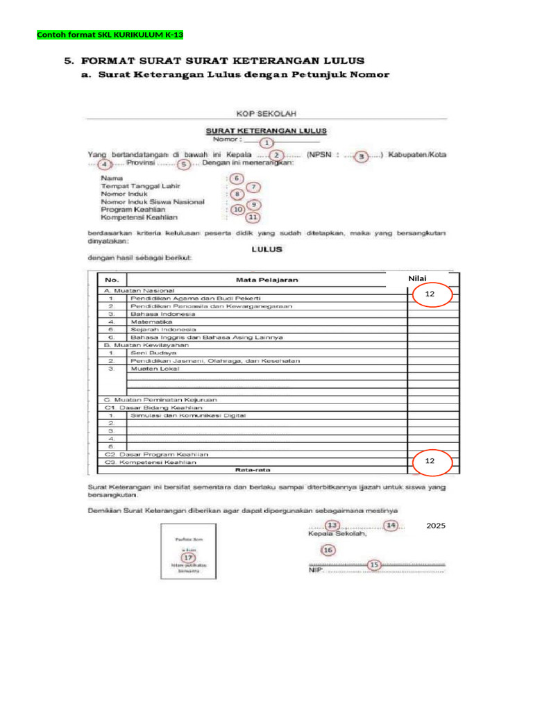 Contoh Format SKL 2025 | PDF