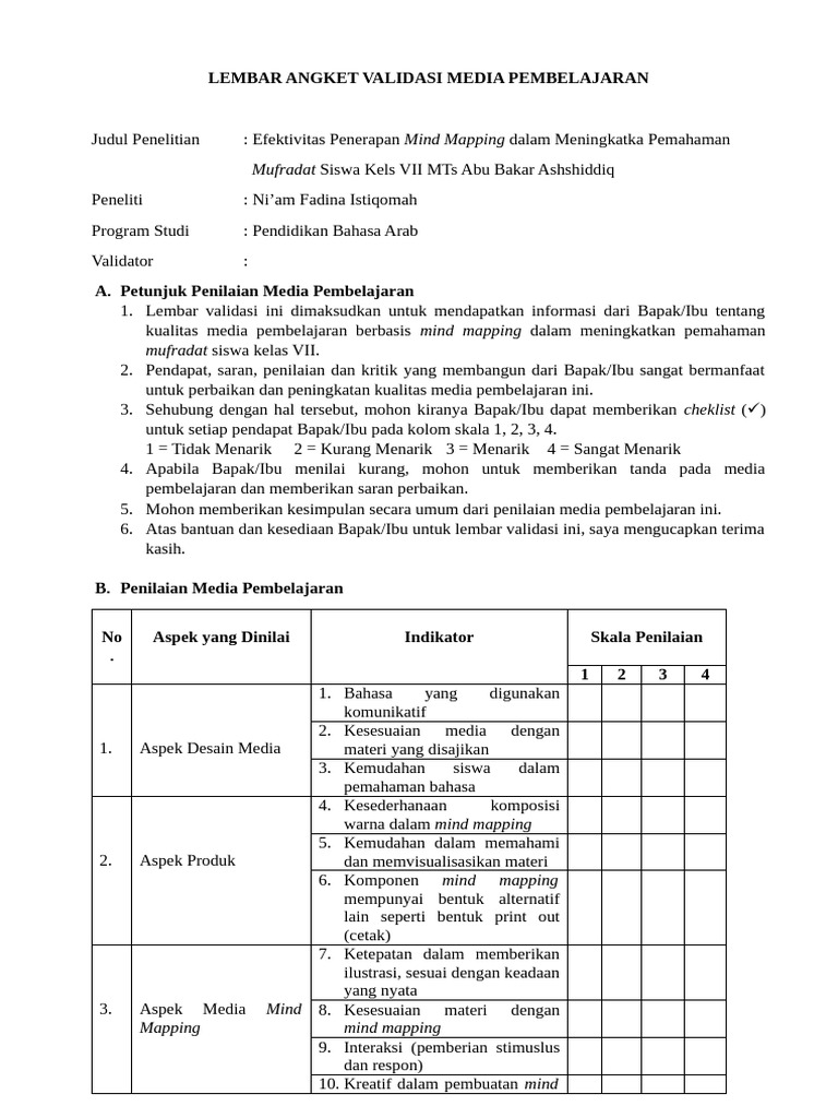 LEMBAR ANGKET VALIDASIII | PDF