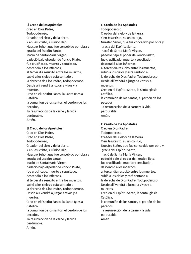 Credo de los Apóstoles Completo | PDF | Dios el padre | María, madre de ...