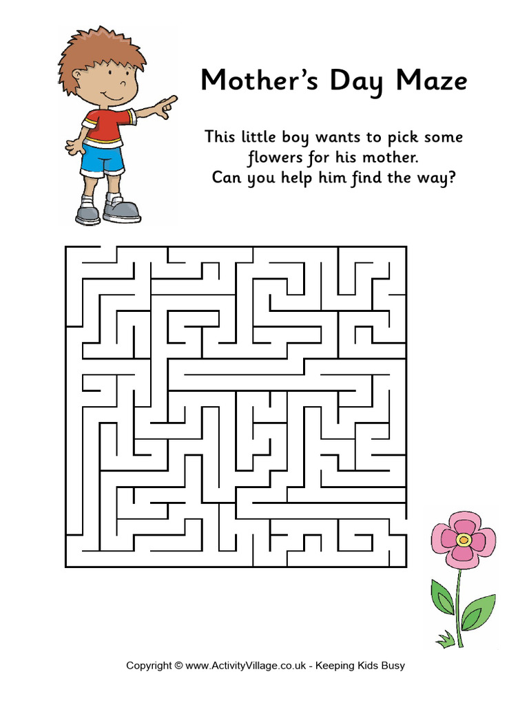 Mother's Day Maze Activity for Kids | PDF