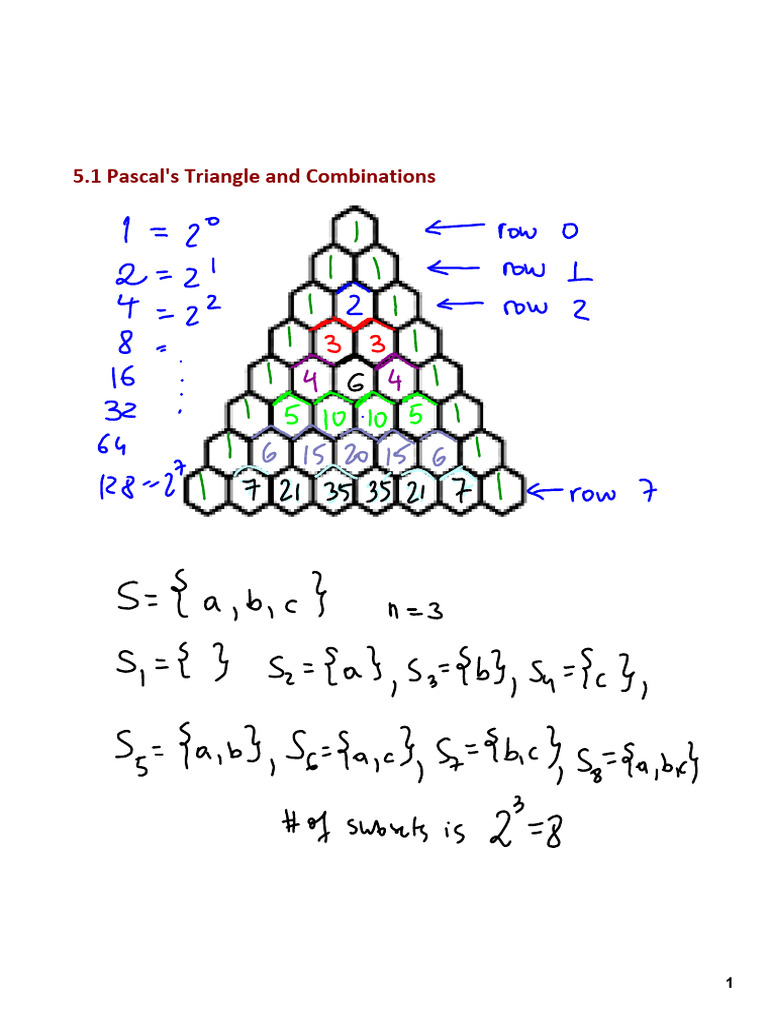 5.1 Pascal's Triangle and Combinations Filled | PDF