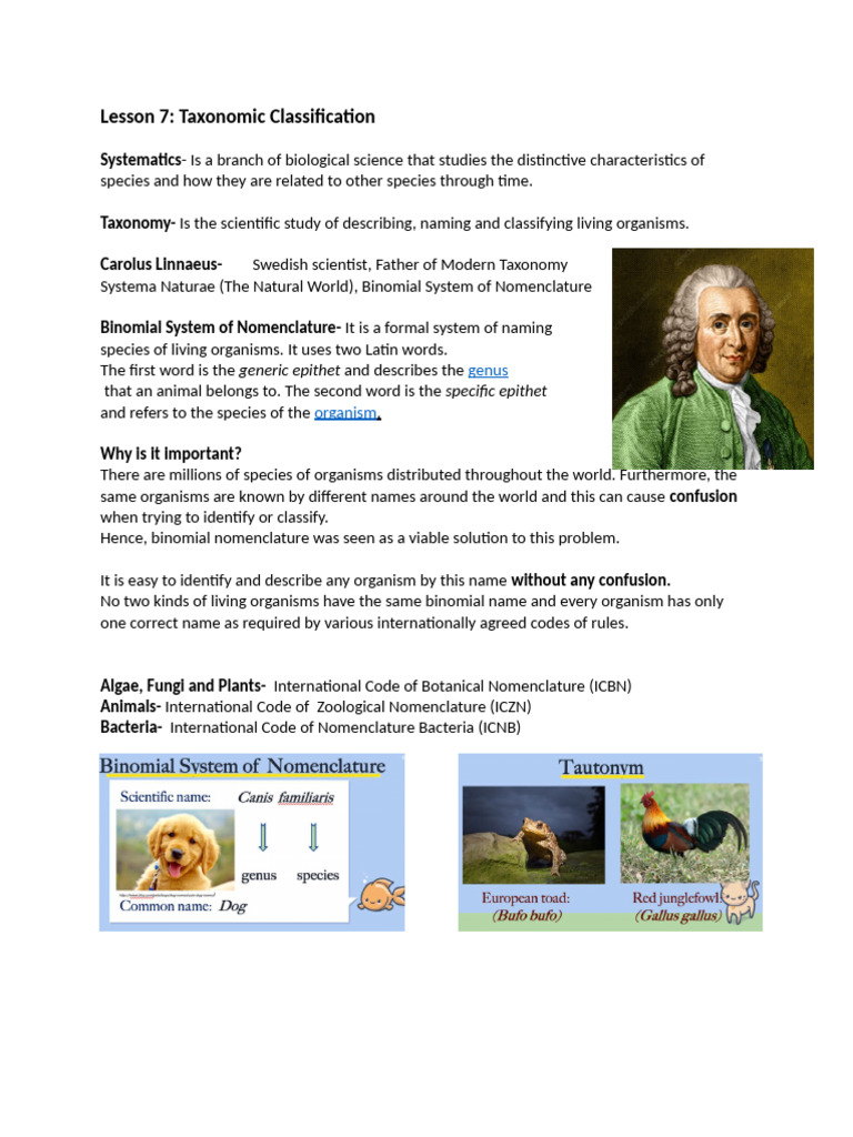 Lesson-7-Taxonomic-Classification | PDF | Genus | Taxonomy (Biology)