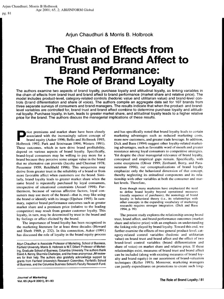 The Chain of Effects From Brand Trust An | PDF