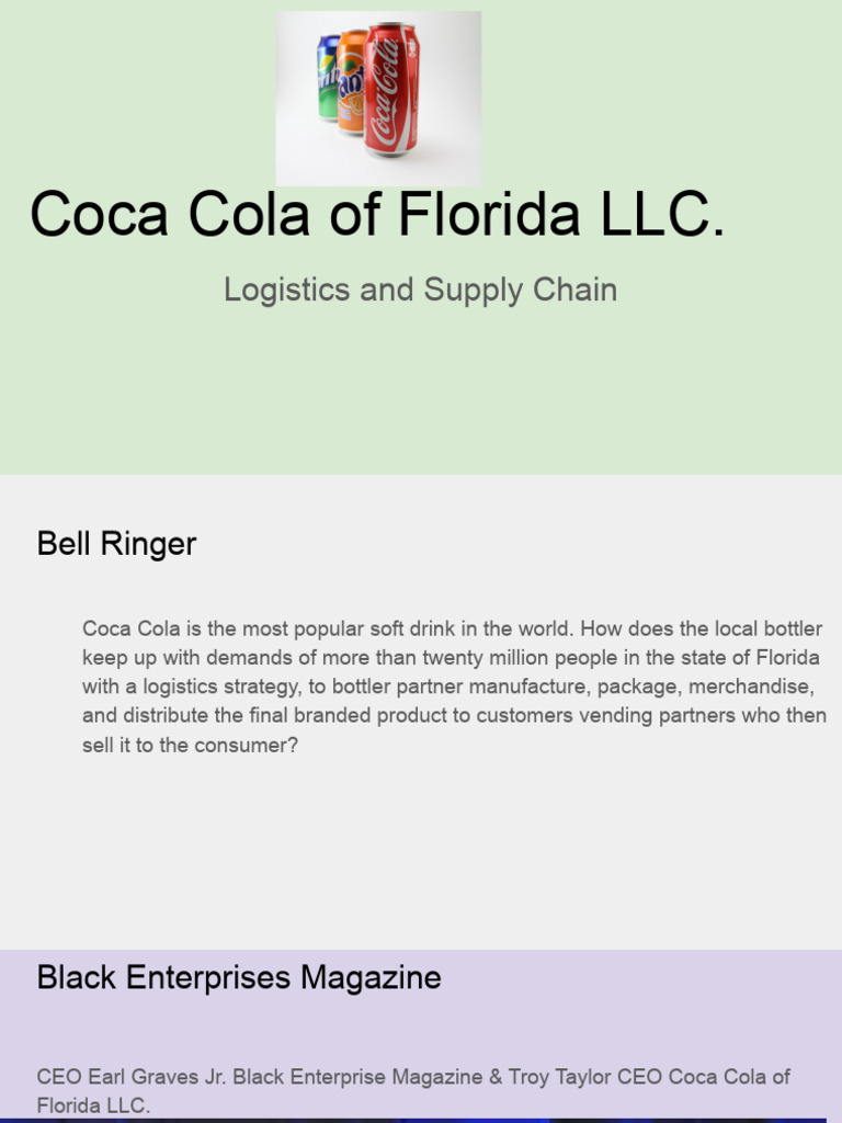 Coca Cola Florida LLC: Logistics Overview | PDF | Coca Cola | Cola