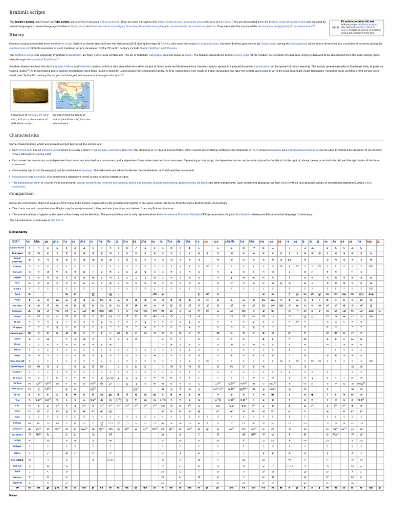 Brahmic Scripts - Wikipedia | PDF | Languages Of Asia | Writing