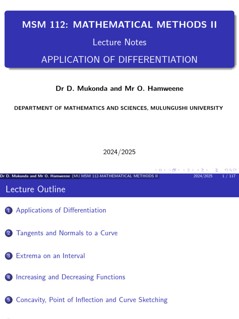 MSM 112 -- Application for Differentiation | PDF | Calculus | Functions ...