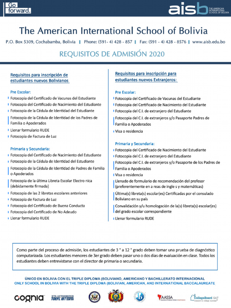AISB Requisitos de Admisión 2020 | PDF
