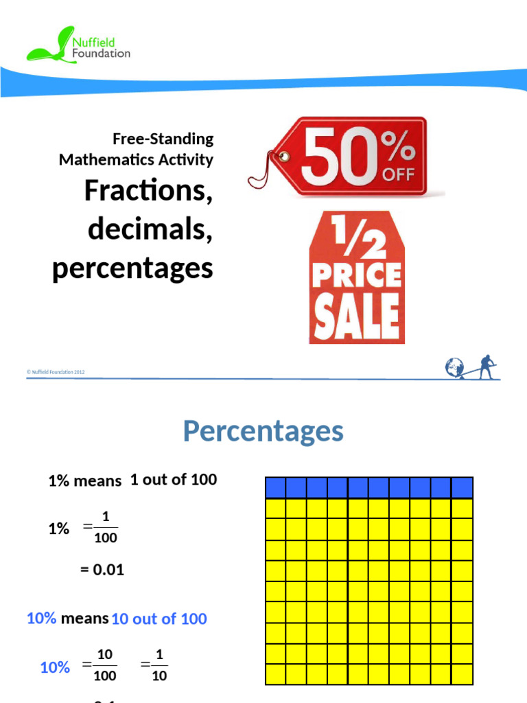 Understanding Fractions, Decimals, Percentages | PDF