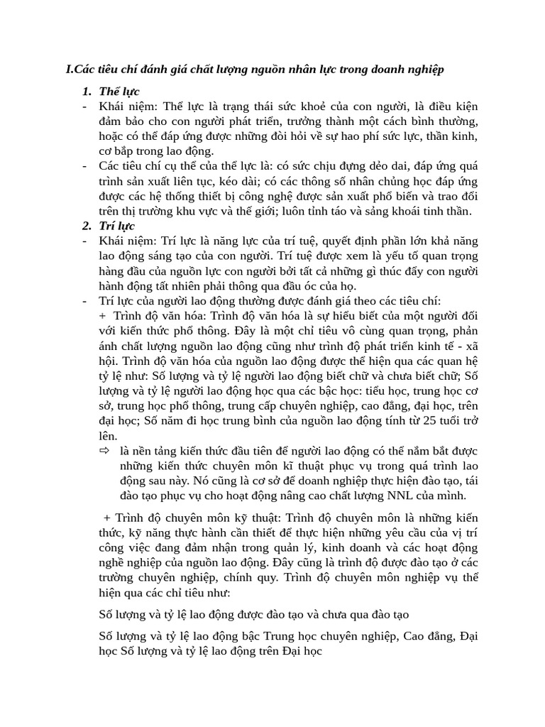 Tiêu chí về NNL | PDF