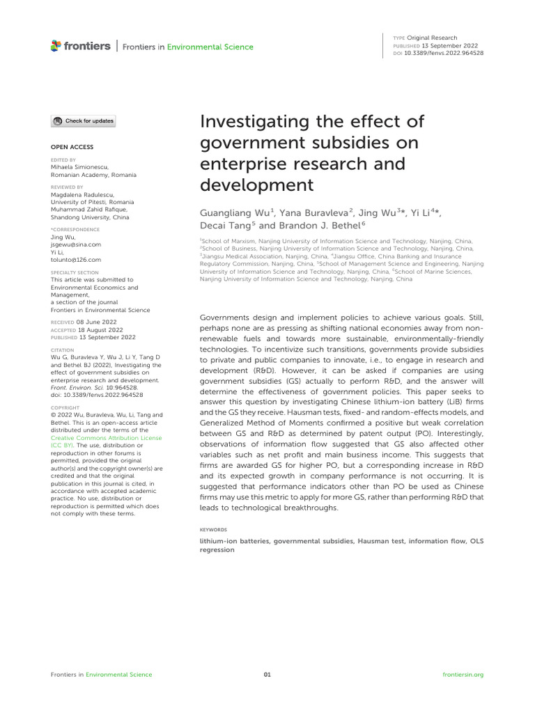 4.investigating The Effect of Government Subsidies On Enterprise Research and Development | PDF ...