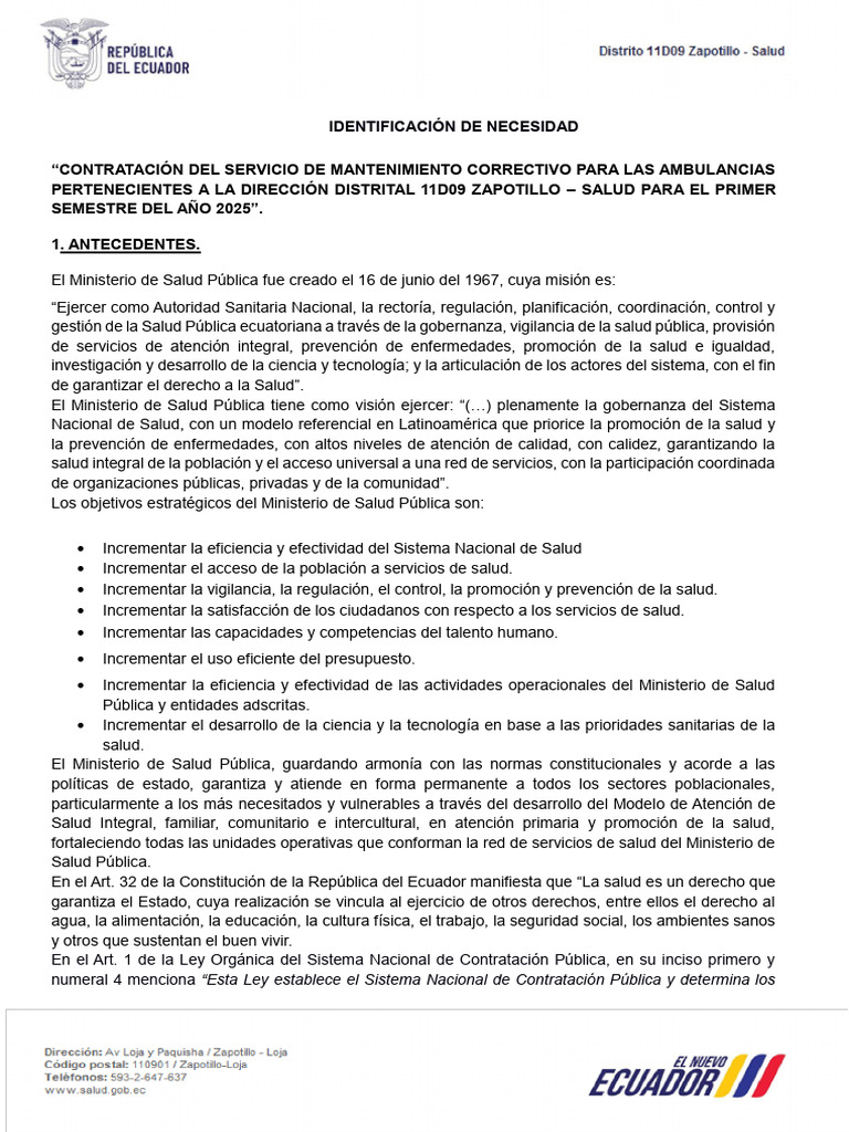 Informe de Necesidad Mantenimiento Correctivo Ambulancias 11d09-Signed-Signed | PDF | Inyección ...