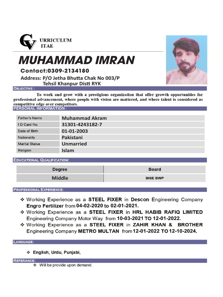 Muhammad Imran Akram CV | PDF