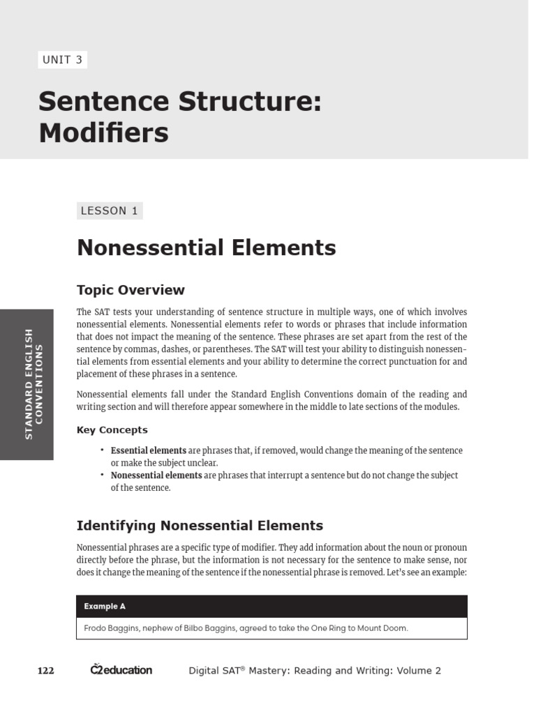 M RW LA4 U3 Sentence Structure - Modifiers | PDF | Comma | Punctuation