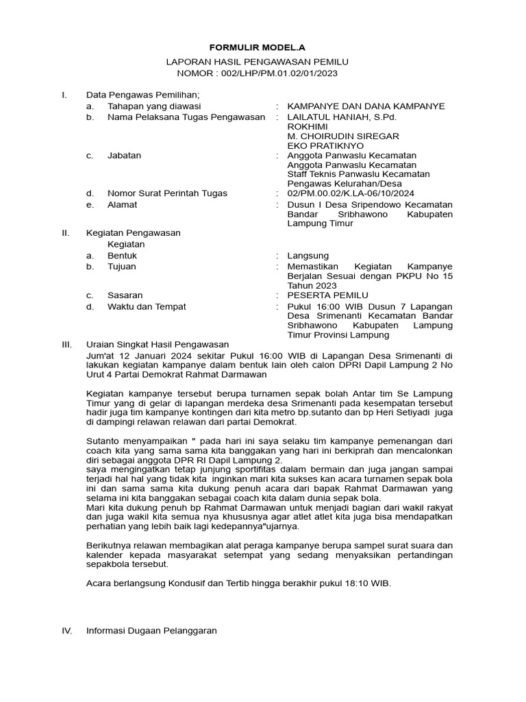 Form A - Rahmat Darmawan - Tanggal 12 Januari 2024 | PDF