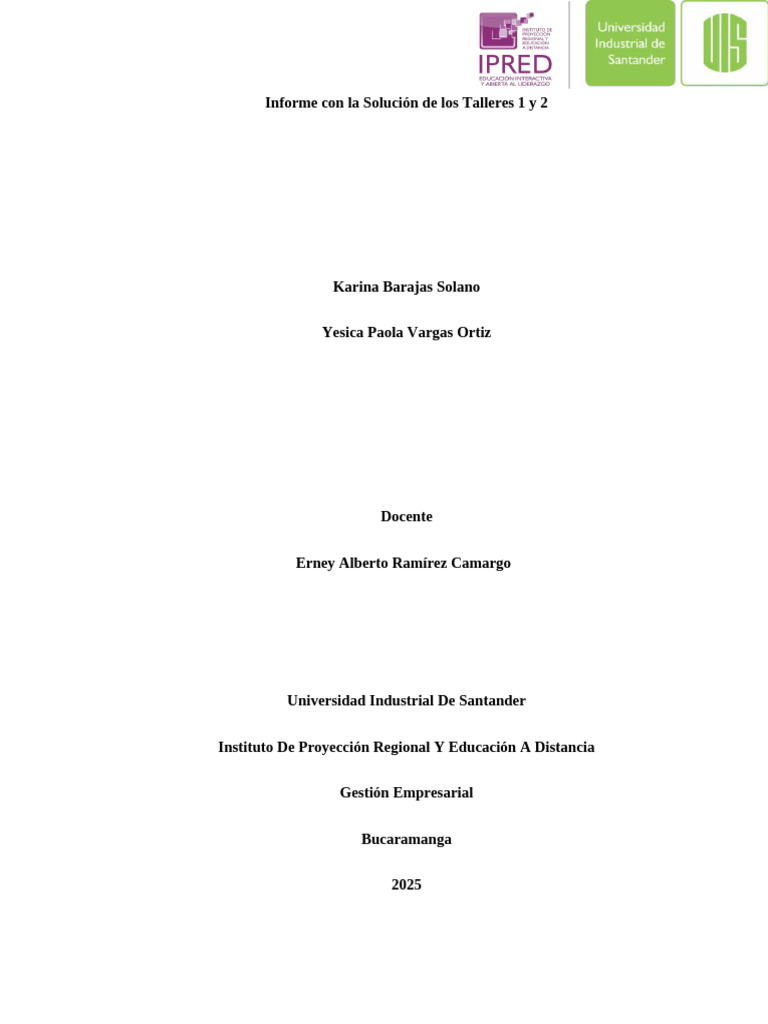 P1 Informe Con La Solución de Los Talleres 1 y 2 | PDF | Programación lineal | Matemáticas Aplicadas