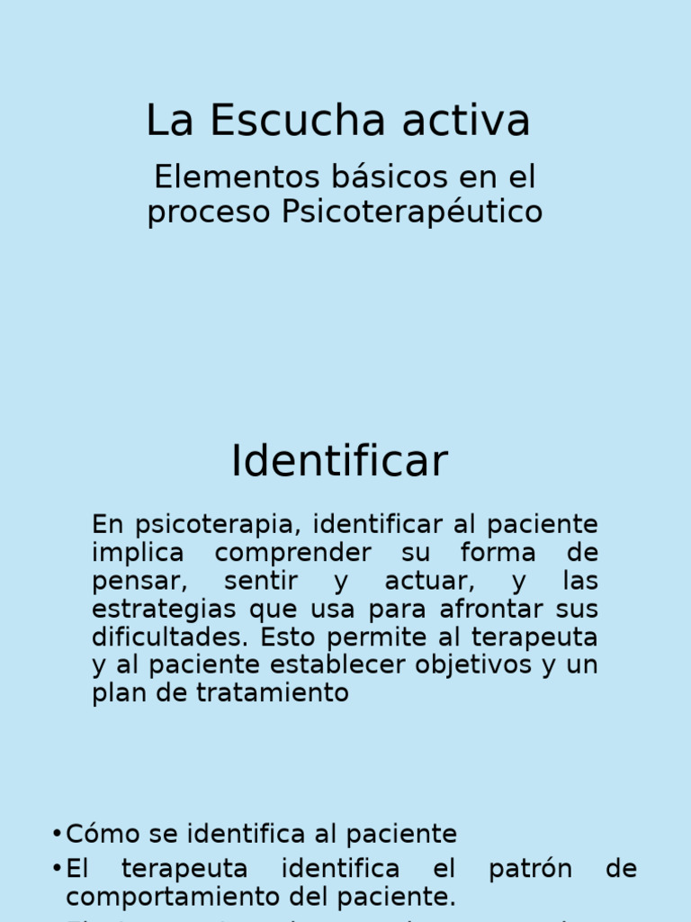 Elementos Basicos de La Esucha Activa | PDF | Psicoterapia | Las emociones
