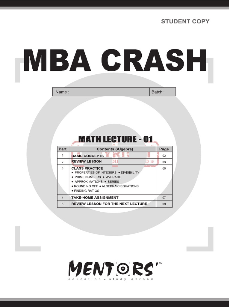 MBA-IBA Crash Math 1 (PRT) | PDF