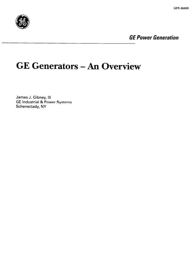 Ger 3688b Ge Generators Overview | PDF | Electric Generator | Gas Turbine