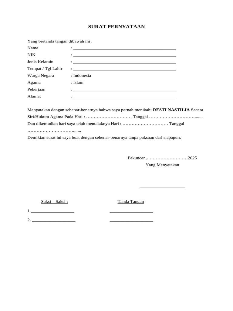 Pernyataan Talak Siri | PDF