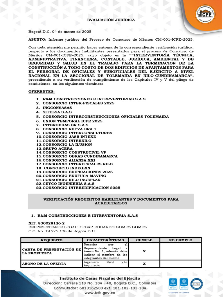 EVALUACION JURIDICA CM 001-2025 (01-023) | PDF | Pequeñas y medianas empresas | Consorcio