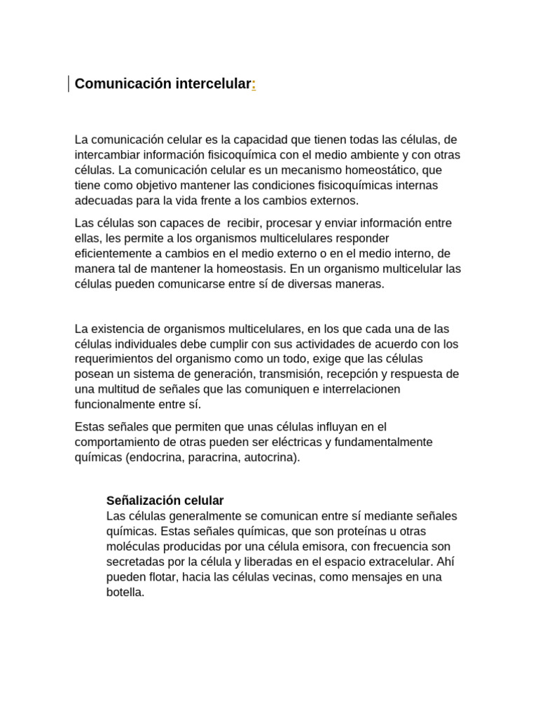 Comunicación intercelular y señalización | PDF | Señal telefónica ...