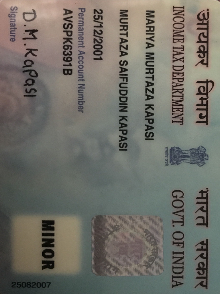 pan card minor | PDF