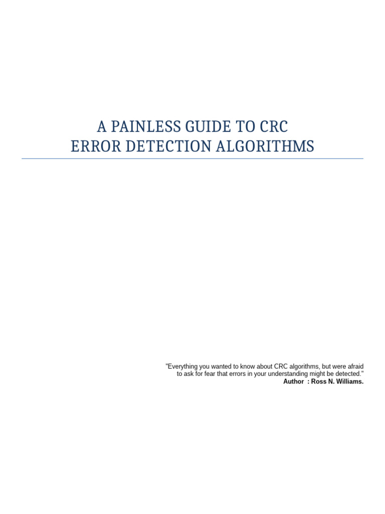 A Painless Guide To CRC Error Detection Algorithms | PDF | Arithmetic | Mathematics