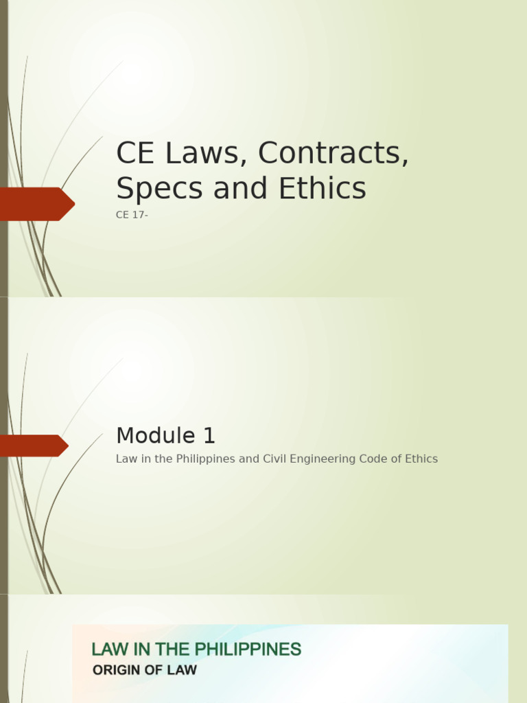 CE Laws, Contracts, Specs and Ethics | PDF