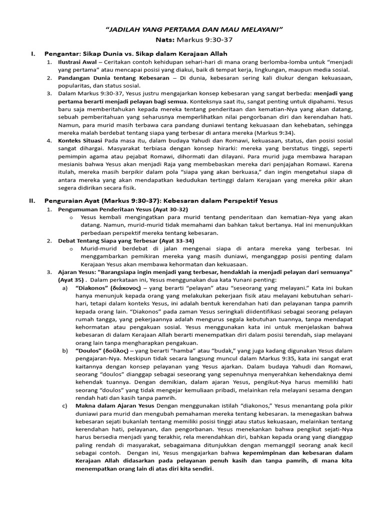 Kebesaran Melalui Pelayanan dalam Yesus | PDF
