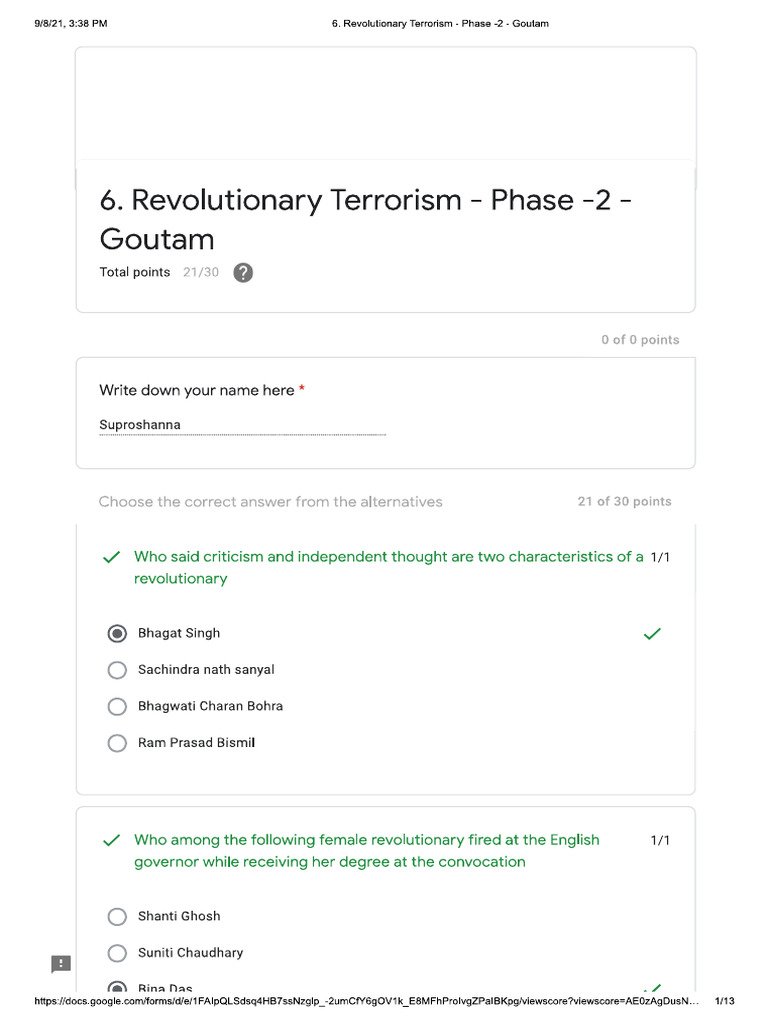 Revolutionary Terrorism - Phase - 2 - Goutam | PDF