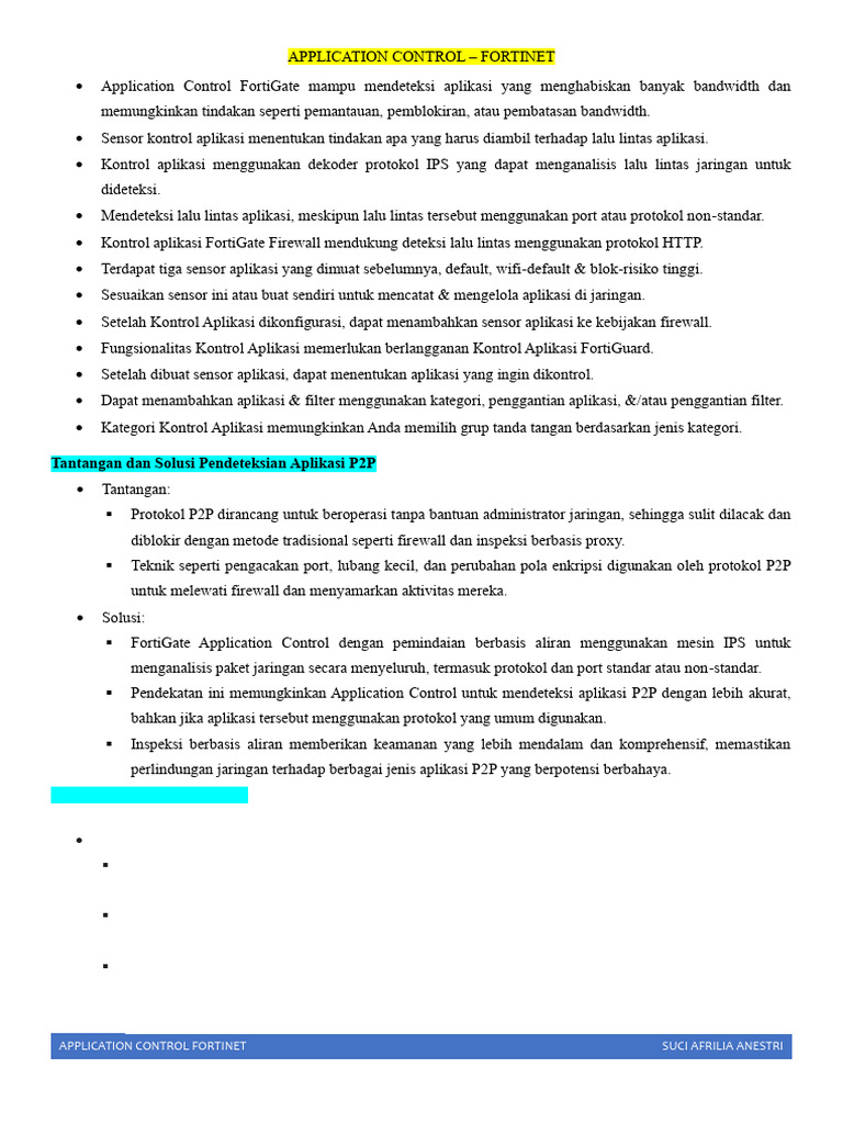 Application Control Fortinet - Suci Afrilia Anestri | PDF