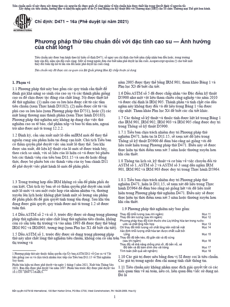 ASTM D471 - 16a (2021) .TV | PDF