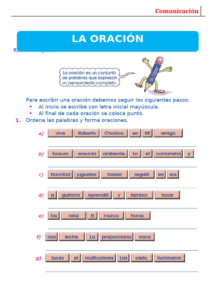 Oraciones para Segundo Grado de Primaria | PDF