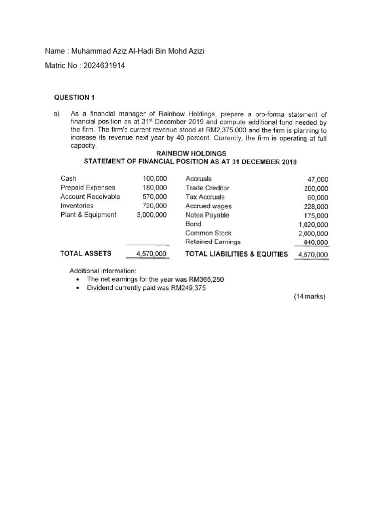 (2024631914) Fin Question 1 | PDF