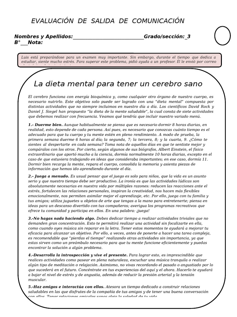 Concurso Lectura3 | PDF | Leche | Mente