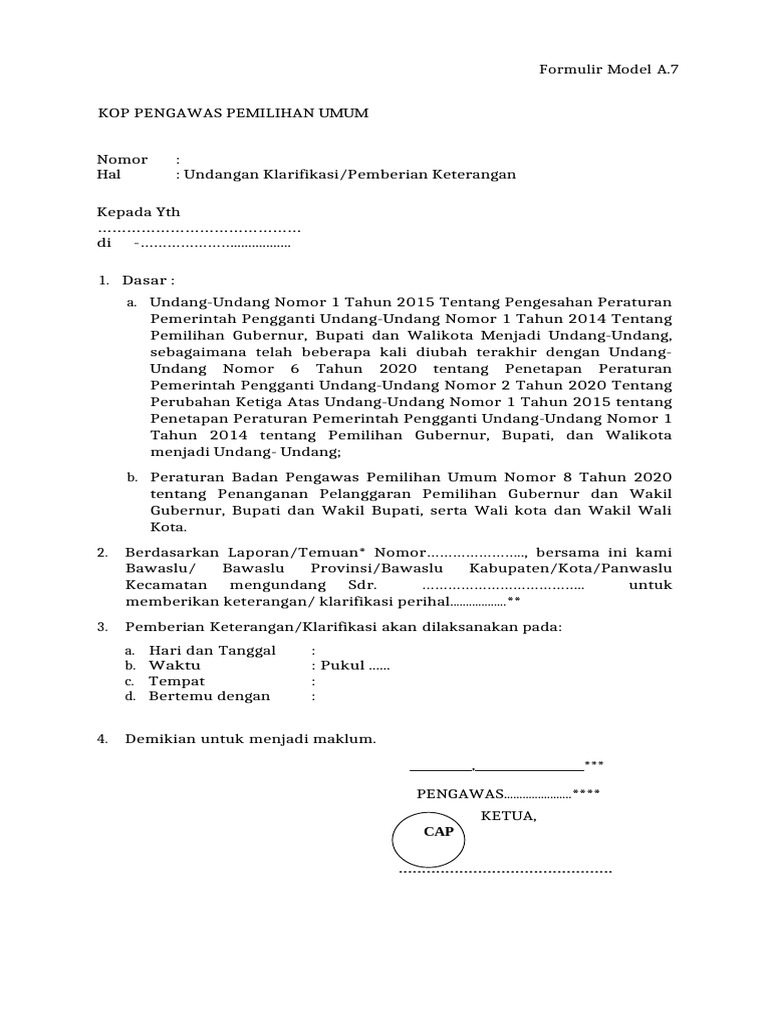 Formulir Model A7 | PDF