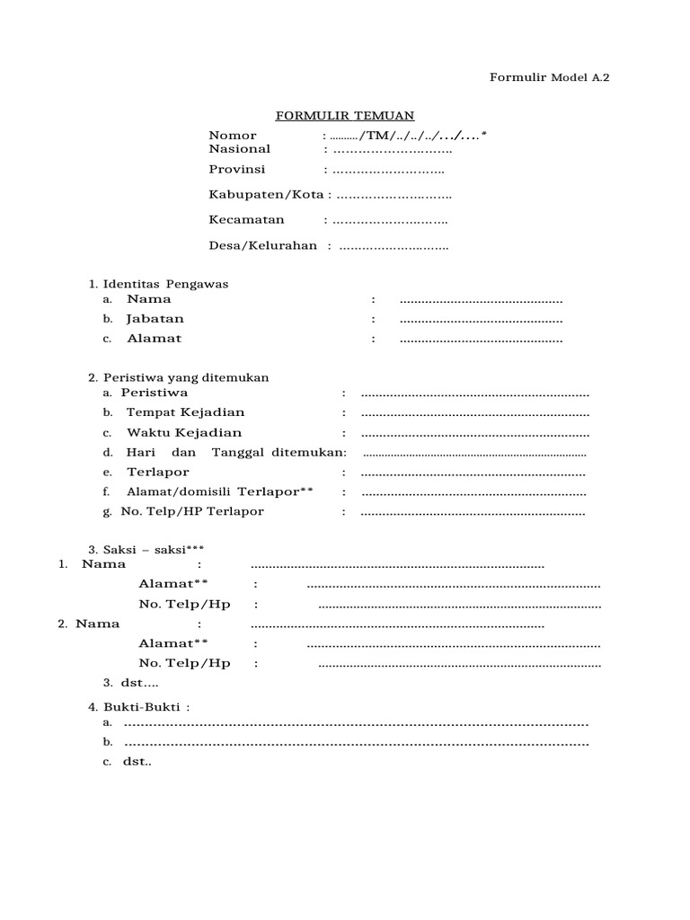 Formulir Model A2 | PDF