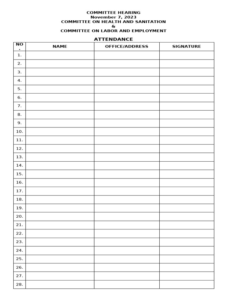 Attendance Record for Committee Hearing | PDF
