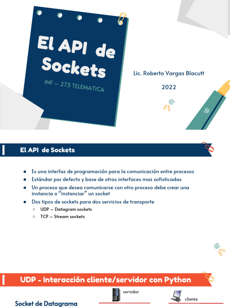 API de Sockets en Python: Guía Completa | PDF | Zócalo de red | Protocolo de Control de Transmisión