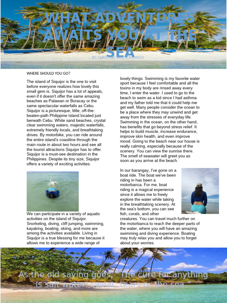 Task 3 Aquatic Activity's Feature Article | PDF