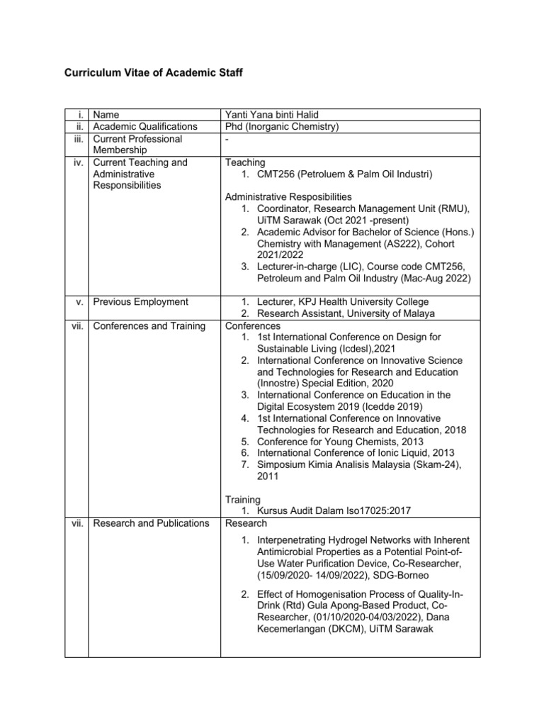 4 - 1 - 4b - D CV DR Yanti Yana | PDF | Chemistry | Physical Sciences