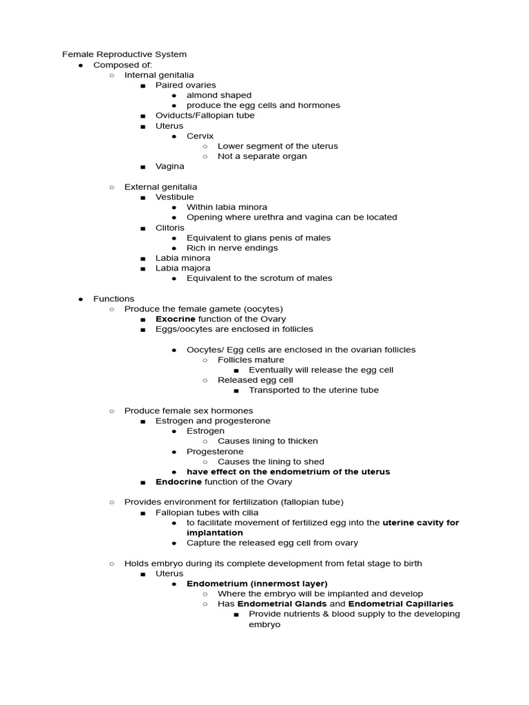 Overview of the Female Reproductive System | PDF | Menstrual Cycle | Ovary