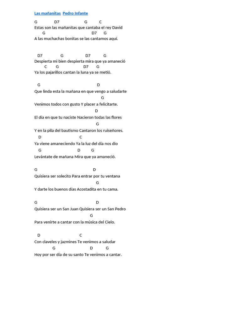 Las Mañanitas Pedro Infante | PDF
