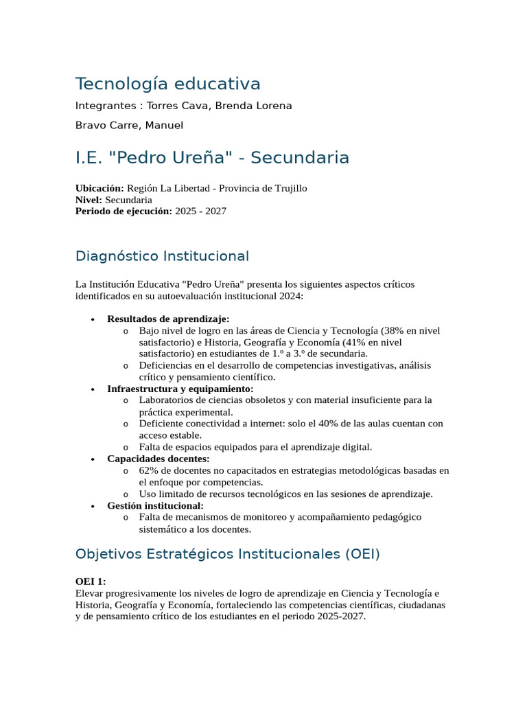 Objetivos y Metas Institucionales | PDF | Enseñando | Maestros