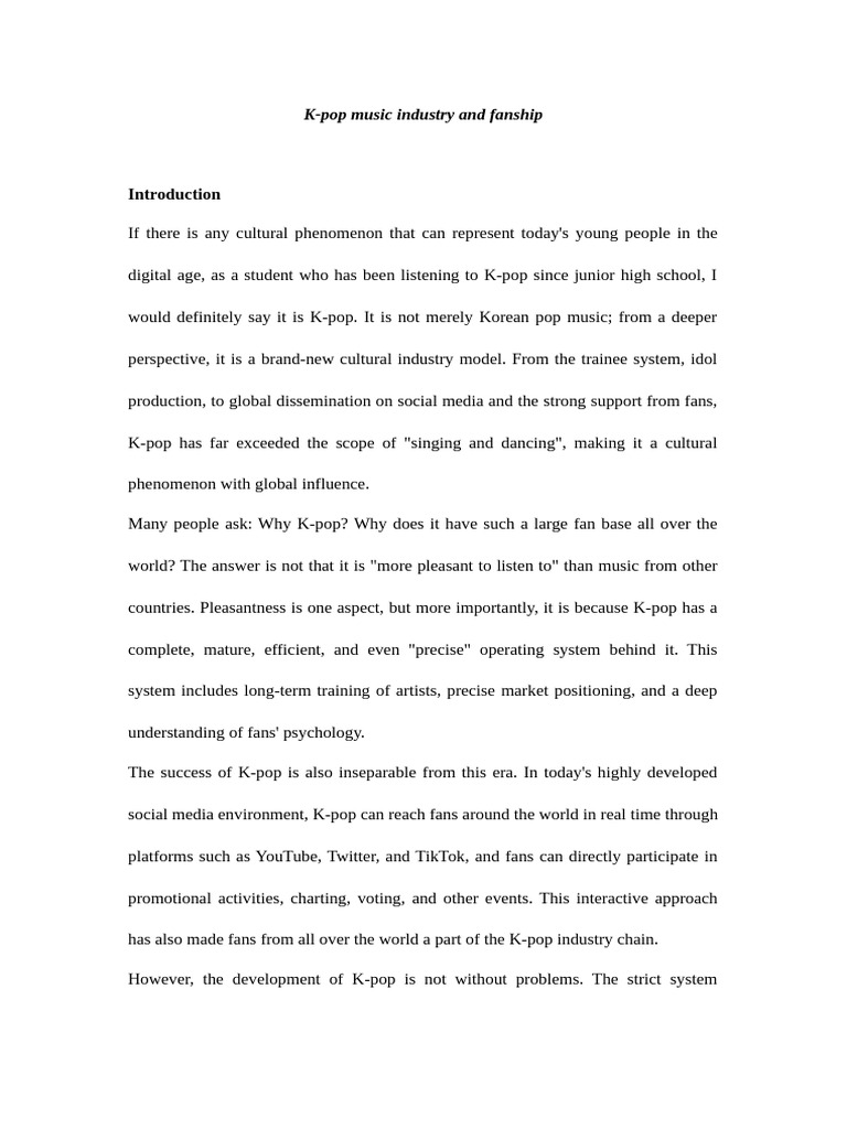 K-Pop Music Industry and Fanship | PDF