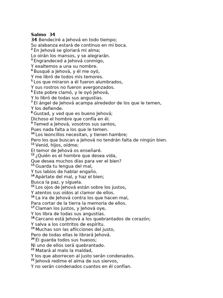 Salmo 34: Alabanza y Liberación | PDF | Contenido bíblico