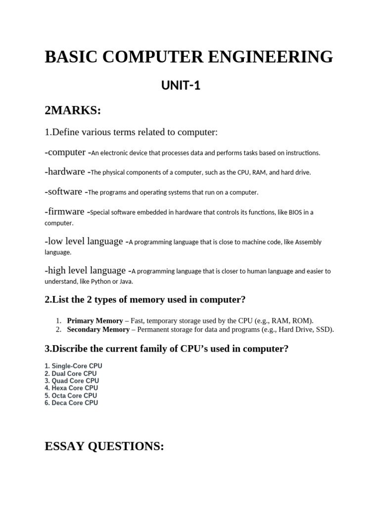 Basic Computer Engineering | PDF